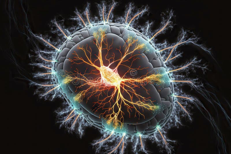 Representation of Human Brain in Form of Divergent Vessels and Lines on ...