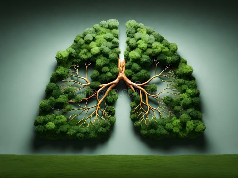 Representation of Human Lungs in the Form of Lush Green Grass and ...