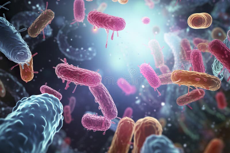 Red Bacteria or Single Cell Microorganisms Stock Illustration ...