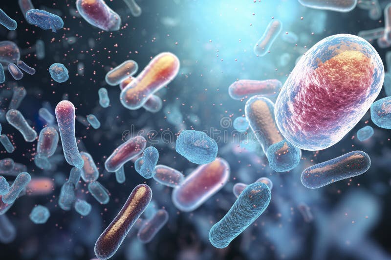 Red Bacteria or Single Cell Microorganisms Stock Illustration ...