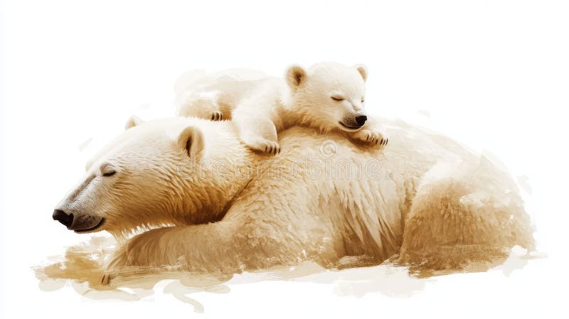 A Representation of a Polar Bear Dozing Off on Another Polar Bear, with ...