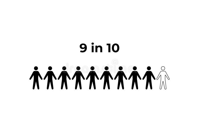 9 in 10 Representation of a Proportion Human Figure Icon Statistic ...