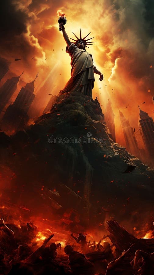 The Statue of Liberty in the Apocalypse AI Generated Illustration Stock ...