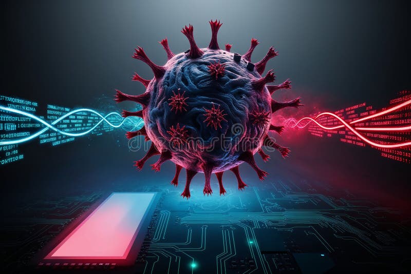 Representation of a Virus Interacting with Technology in a Digital ...