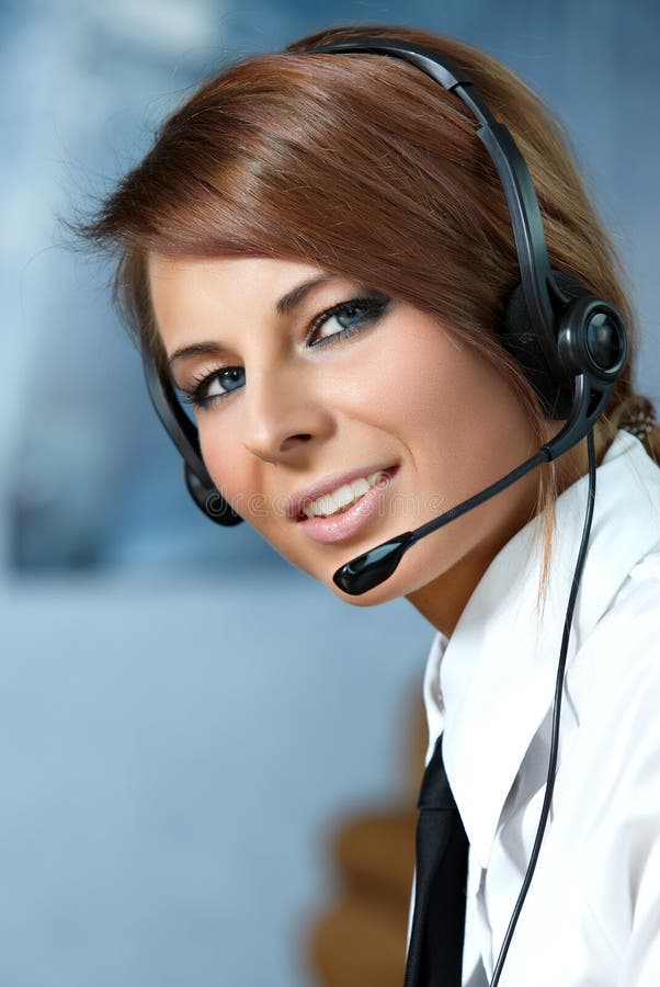 Representative Call Center Woman with Headset Stock Image - Image of ...