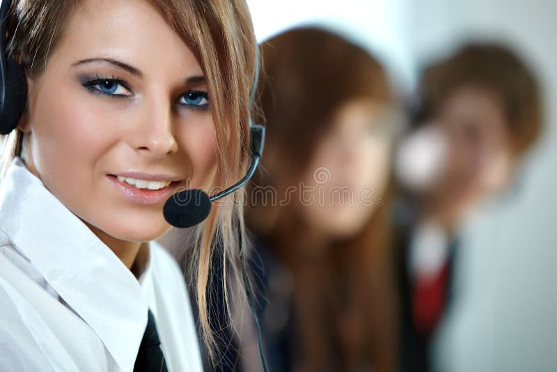 Representative Call Center Woman with Headset. Stock Photo - Image of ...