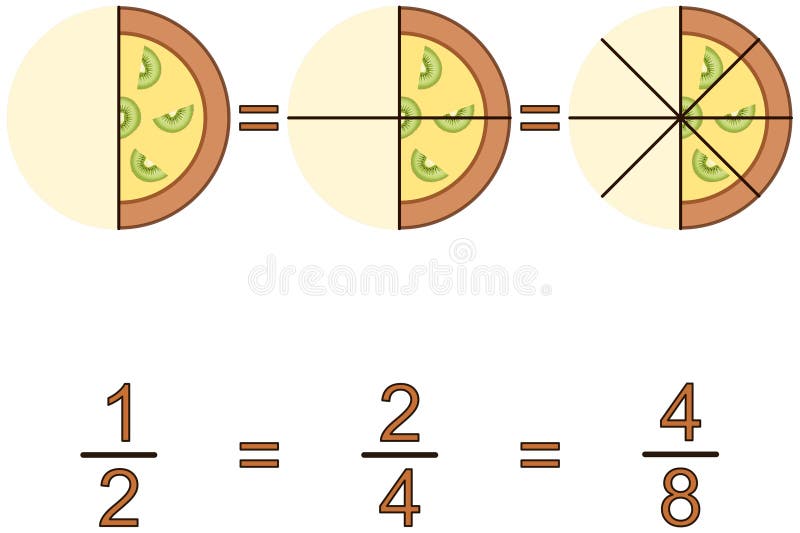 Representing a Fraction Using a Pie with Kiwi As One Half Stock ...