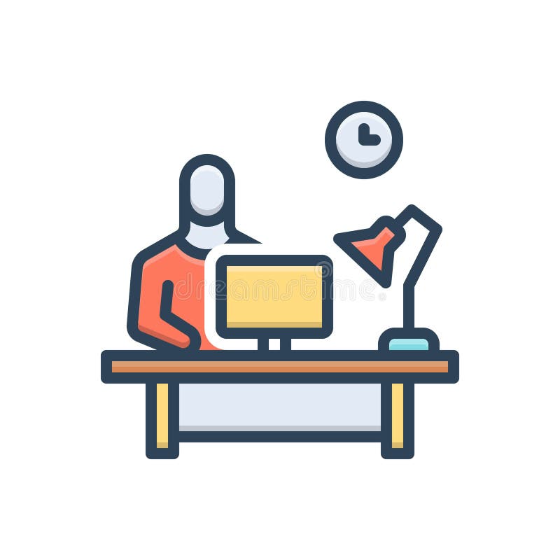 Color Illustration Icon for Representing, Desk and Employee Stock ...