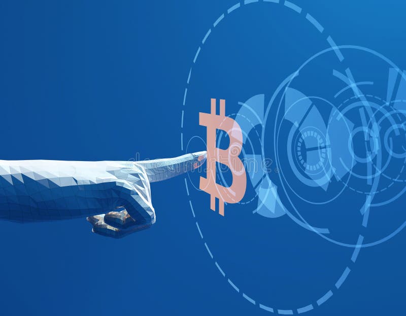 Technology Finger and Holographic Smart Icon, Internet Intelligent ...