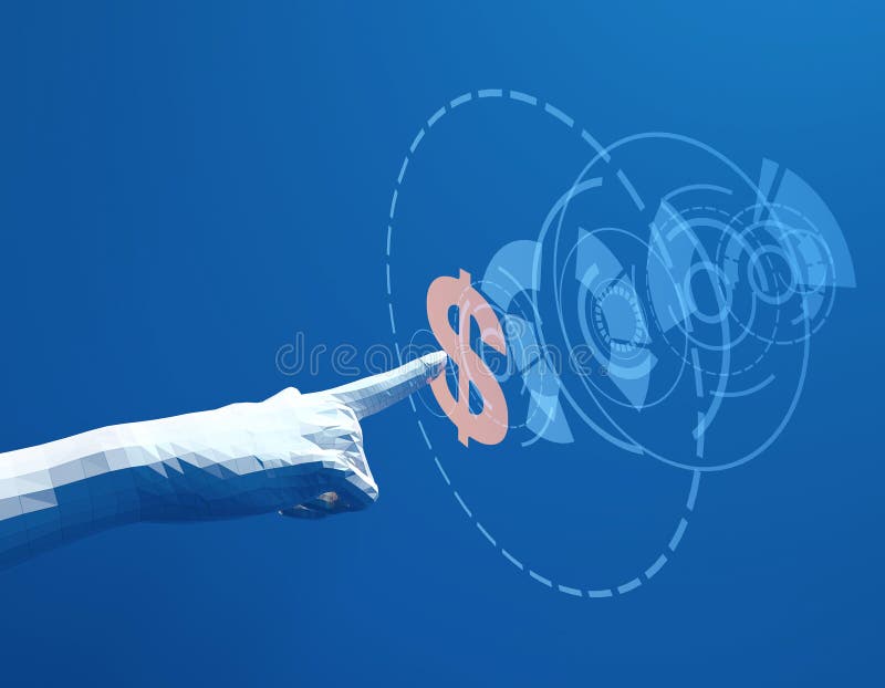 Technology Finger and Holographic Smart Icon, Internet Intelligent ...