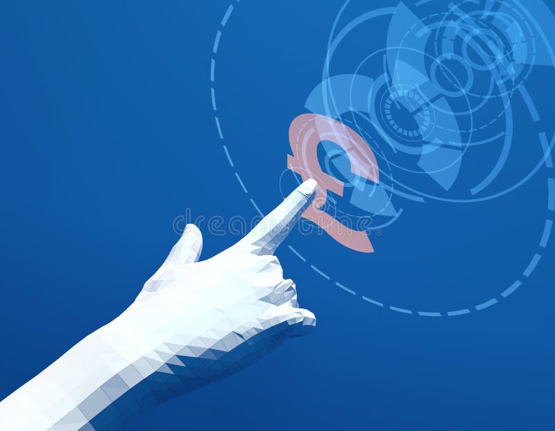 Technology Finger and Holographic Smart Icon, Internet Intelligent ...