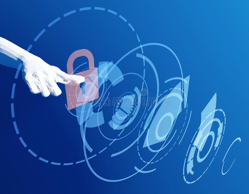 Technology Finger and Holographic Smart Icon, Internet Intelligent ...