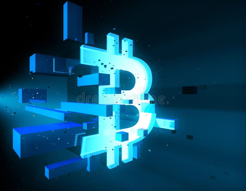 Cube and Bitcoin Currency Symbols, Big Data Technology and Financial ...