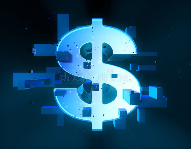Cube and Dollar Currency Symbol, Big Data Technology and Financial ...