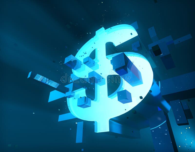 Cube and Dollar Currency Symbol, Big Data Technology and Financial ...