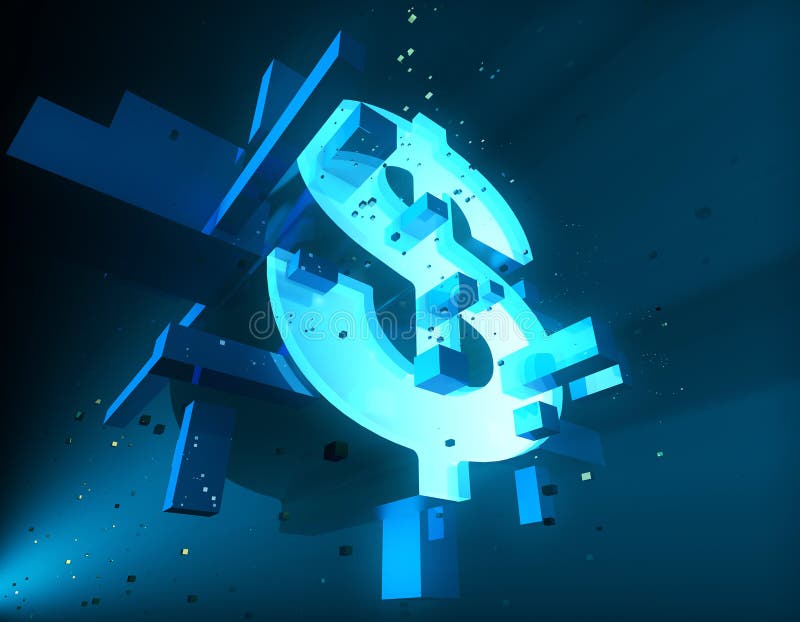 Cube and Dollar Currency Symbol, Big Data Technology and Financial ...