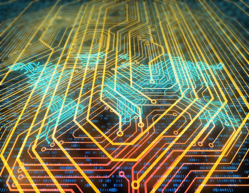 Circuit Board Technology, World Map, Electronic Data Transmission and ...