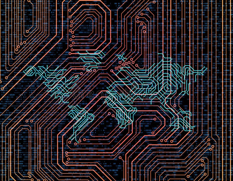 Circuit Board Technology, World Map, Electronic Data Transmission and ...