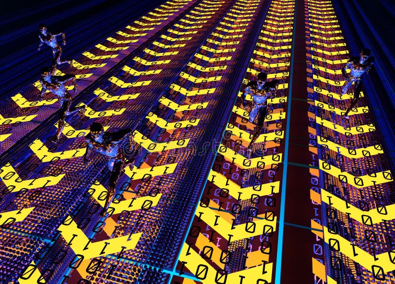 Technology Human Running and Internet Data Transmission, Big Data ...