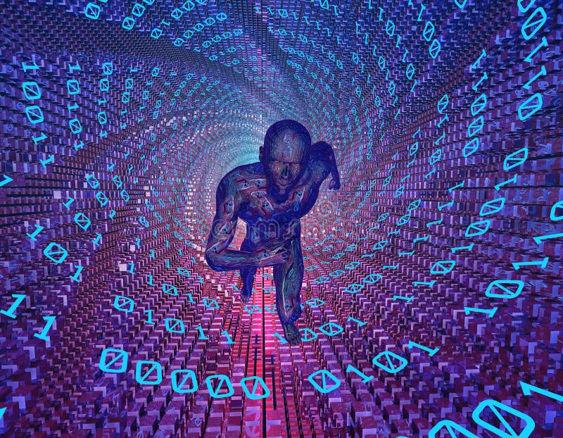 Technology Human Running and Internet Data Transmission, Big Data ...