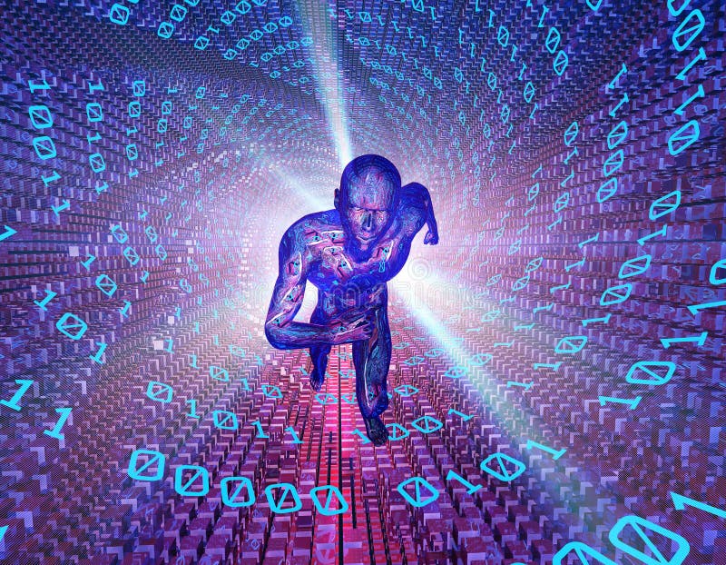 Technology Human Running and Internet Data Transmission, Big Data ...