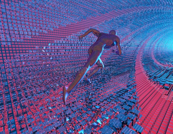 Technology Human Running and Internet Data Transmission, Big Data ...