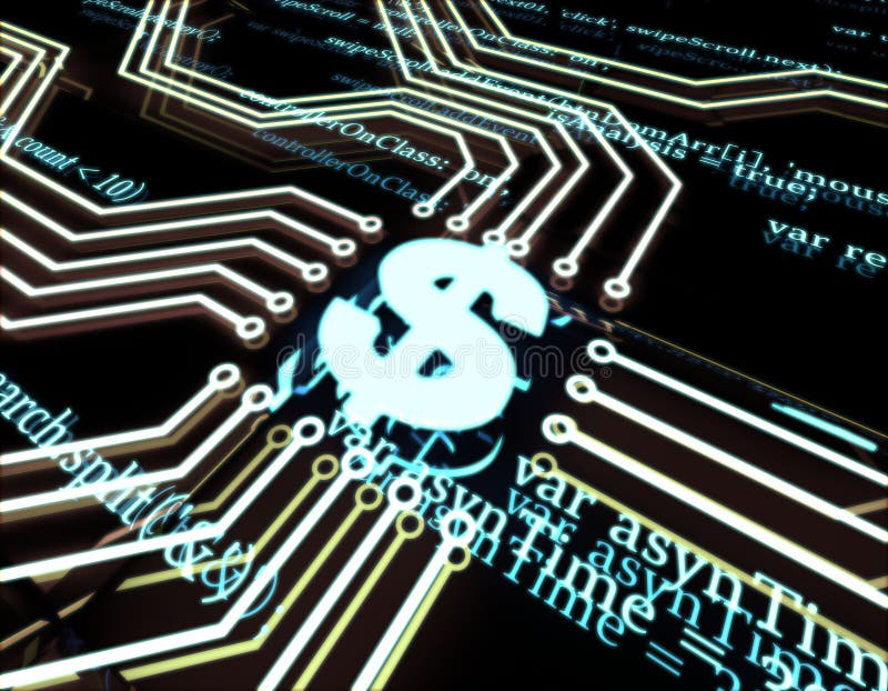 Electronic Technology Circuit Board and US Dollar, Internet Intelligent ...