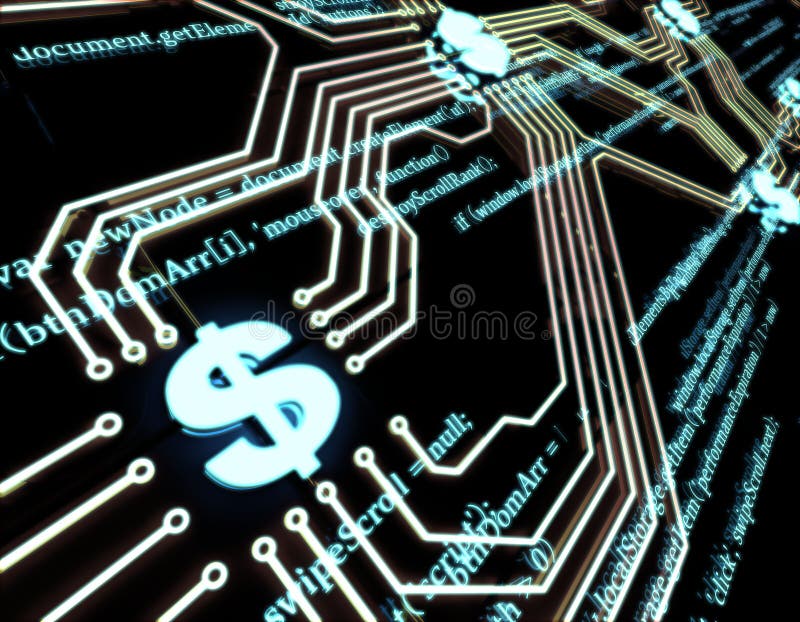 Electronic Technology Circuit Board and US Dollar, Internet Intelligent ...