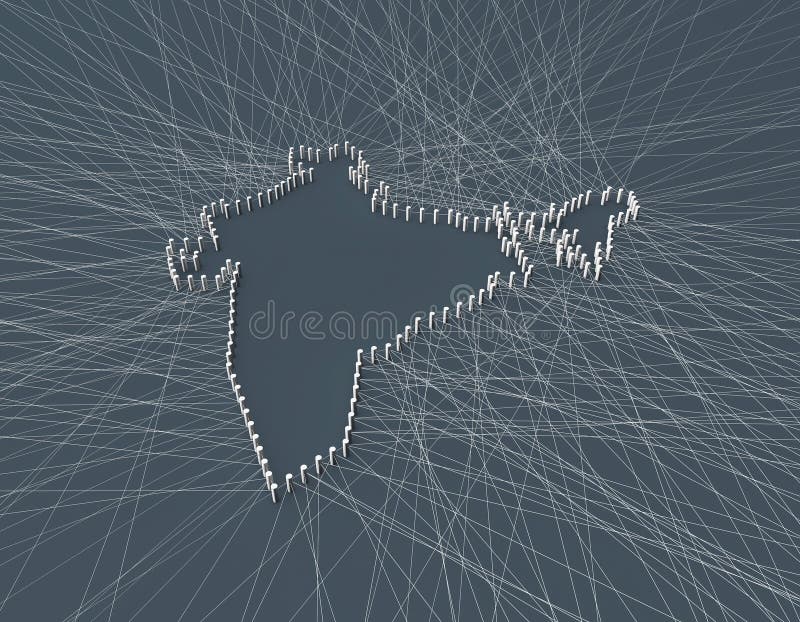 India Map Composed of Network Connections, Transmission and Exchange of ...