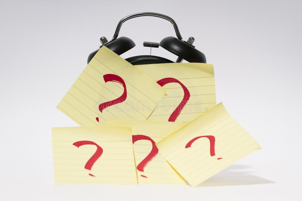 An Alarm Clock and Question Mark, Time Accumulation and Confusion Stock ...