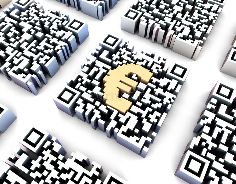 QR Code Data Transmission and Euro Currency, Financial Transaction and ...