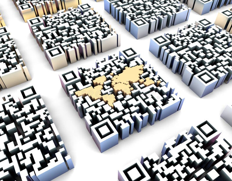 Two-dimensional Code Data Transmission and World Map, Financial ...