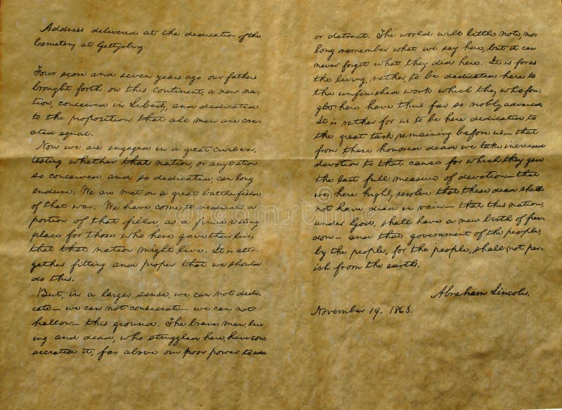 Reproduction of Gettysburg Address Stock Image - Image of gettysburg ...