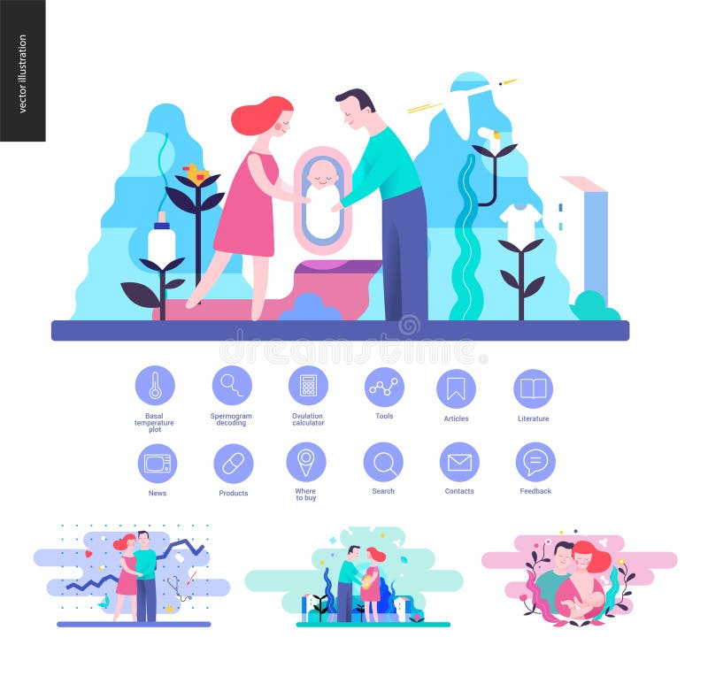 Reproduction - a Breeding Woman, Baby and a Man Stock Vector ...