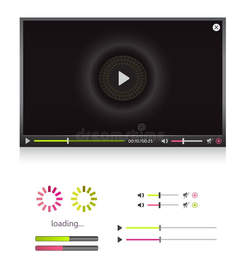 Conjunto Del Diseño Del Reproductor Multimedia Stock de ilustración ...