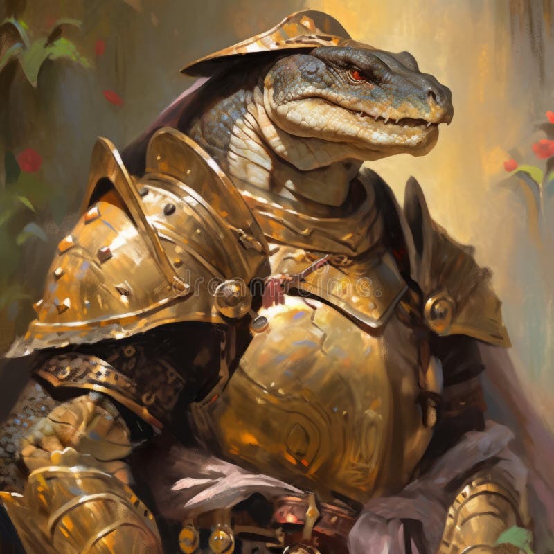 A Reptile in Armor with Red Eyes Stock Illustration - Illustration of ...