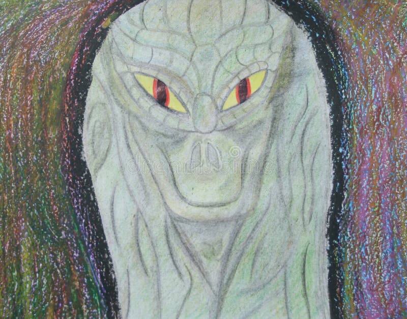 Reptilian painted by me stock illustration. Illustration of demon ...