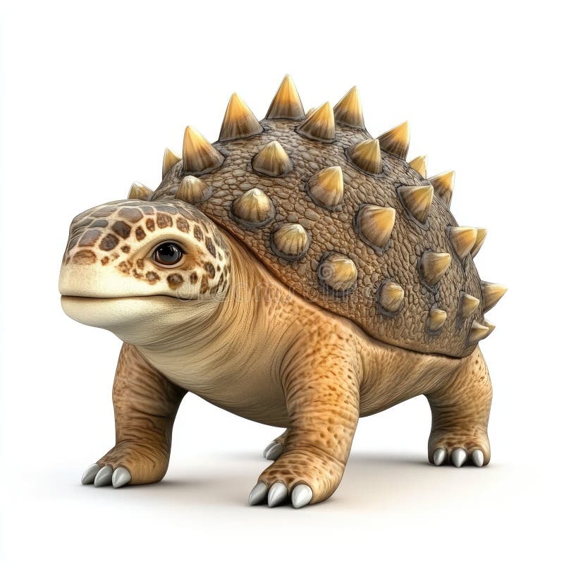 Adorable Spiked Turtle, 3D Render of Prehistoric Creature Stock ...
