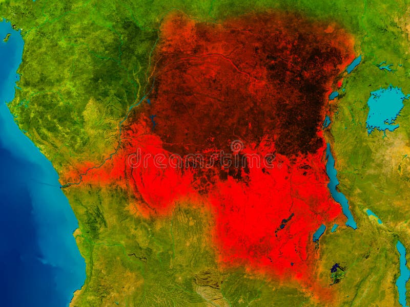 Repubblica Democratica Del Congo Sulla Mappa Fisica Illustrazione di ...