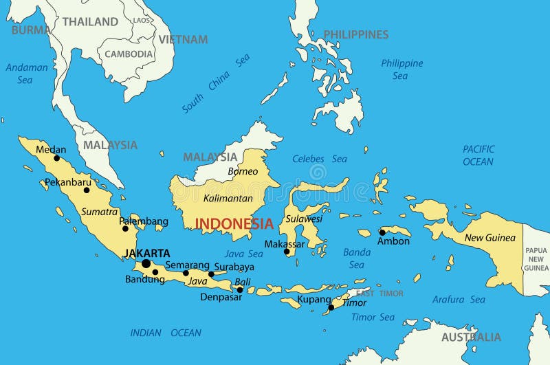 Repubblica Di Indonesia - Mappa Vettoriale Illustrazione Vettoriale ...
