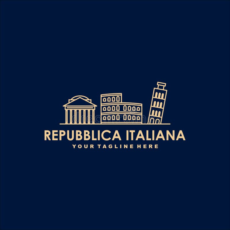 Repubblica Italiana Outline Logo Design Template Stock Illustration ...