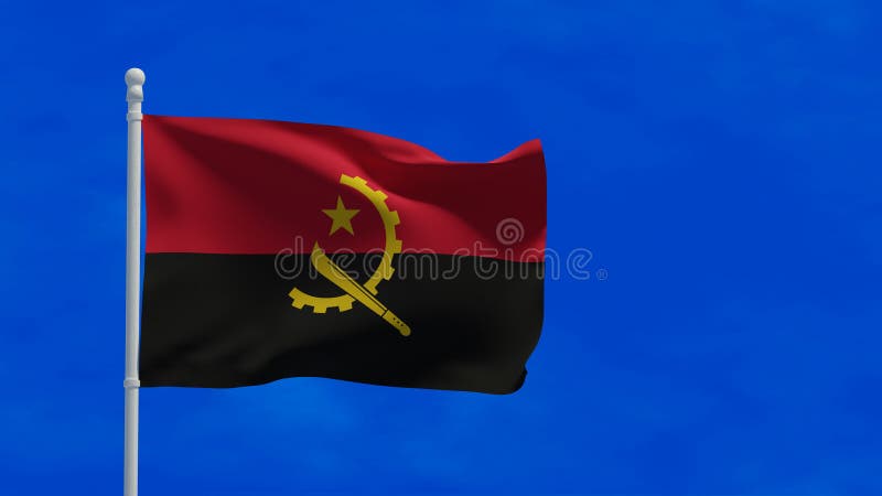 Angola Flag, Waving in the Wind - 3d Rendering Stock Illustration ...