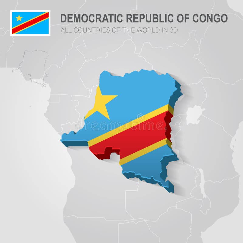 Republic of Congo Drawn on Gray Map Stock Vector - Illustration of ...