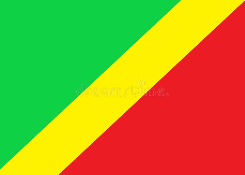 Republic of the Congo Flag Diagonal Yellow Stripes Separating a Green ...