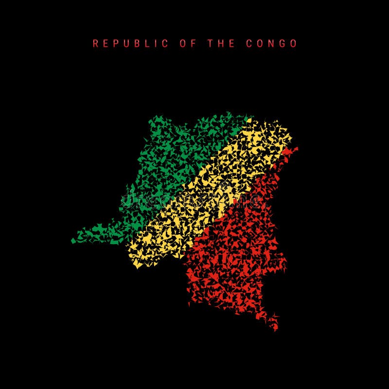 Republic of the Congo Flag Map, Chaotic Particles Pattern in the ...