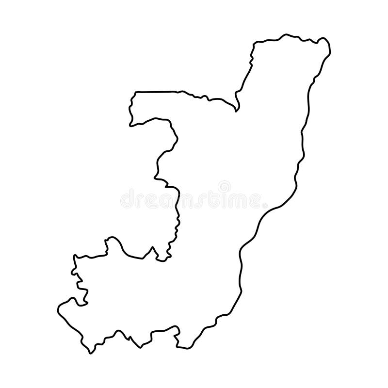 Republic of the Congo Map of Black Contour Curves on White Background ...