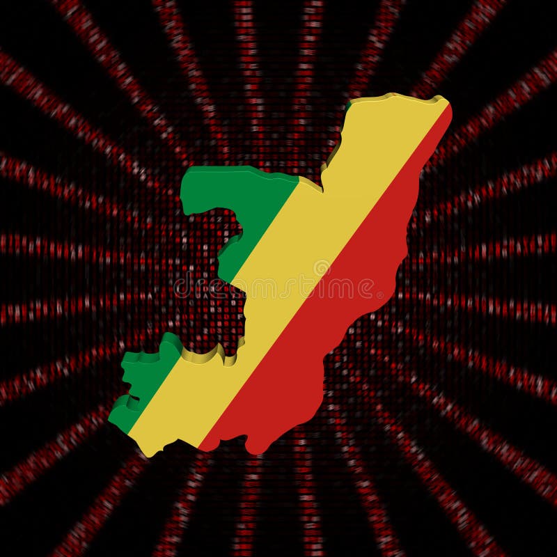 Republic Congo Map Flag on Red Hex Code Burst Illustration Stock ...