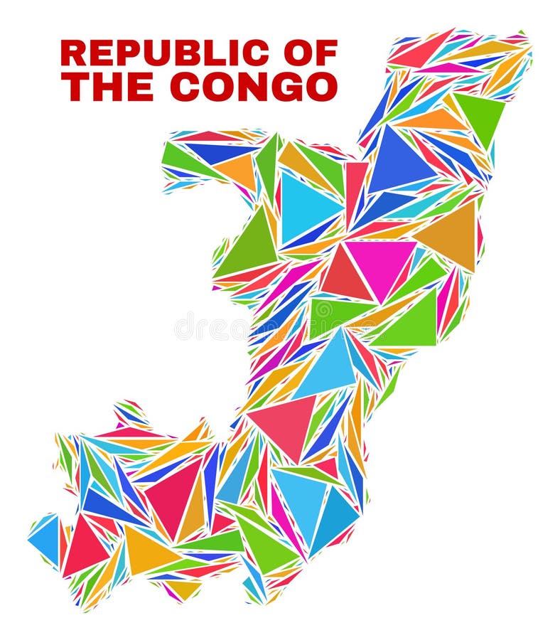 Republic of the Congo Map - Mosaic of Color Triangles Stock Vector ...