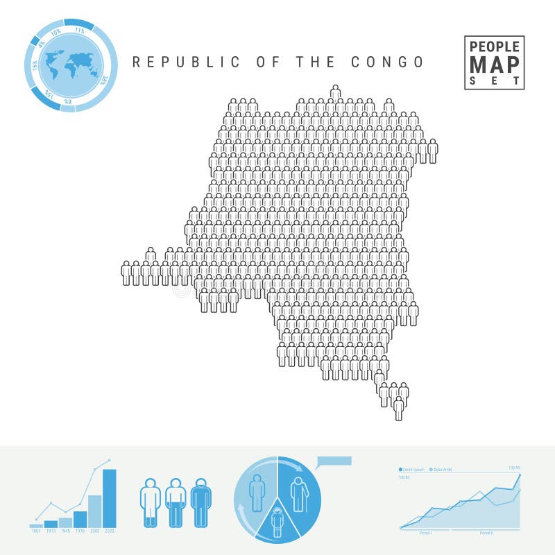 Republic of the Congo People Icon Map. Stylized Vector Silhouette of ...