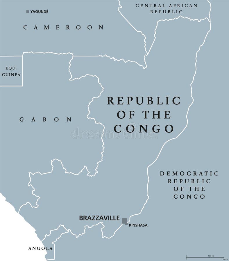 Republic Of The Congo Political Map Stock Vector Illustration Of